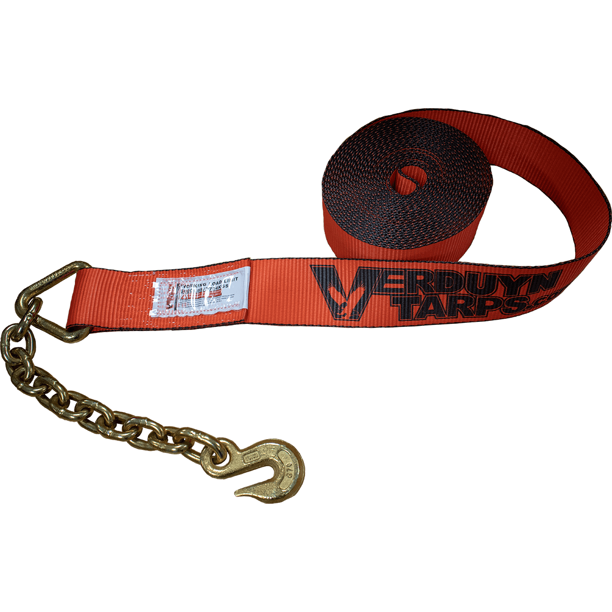 3” X 30’ Heavy Duty Winch Strap with Chain End (VTI) - Verduyn Tarps ...
