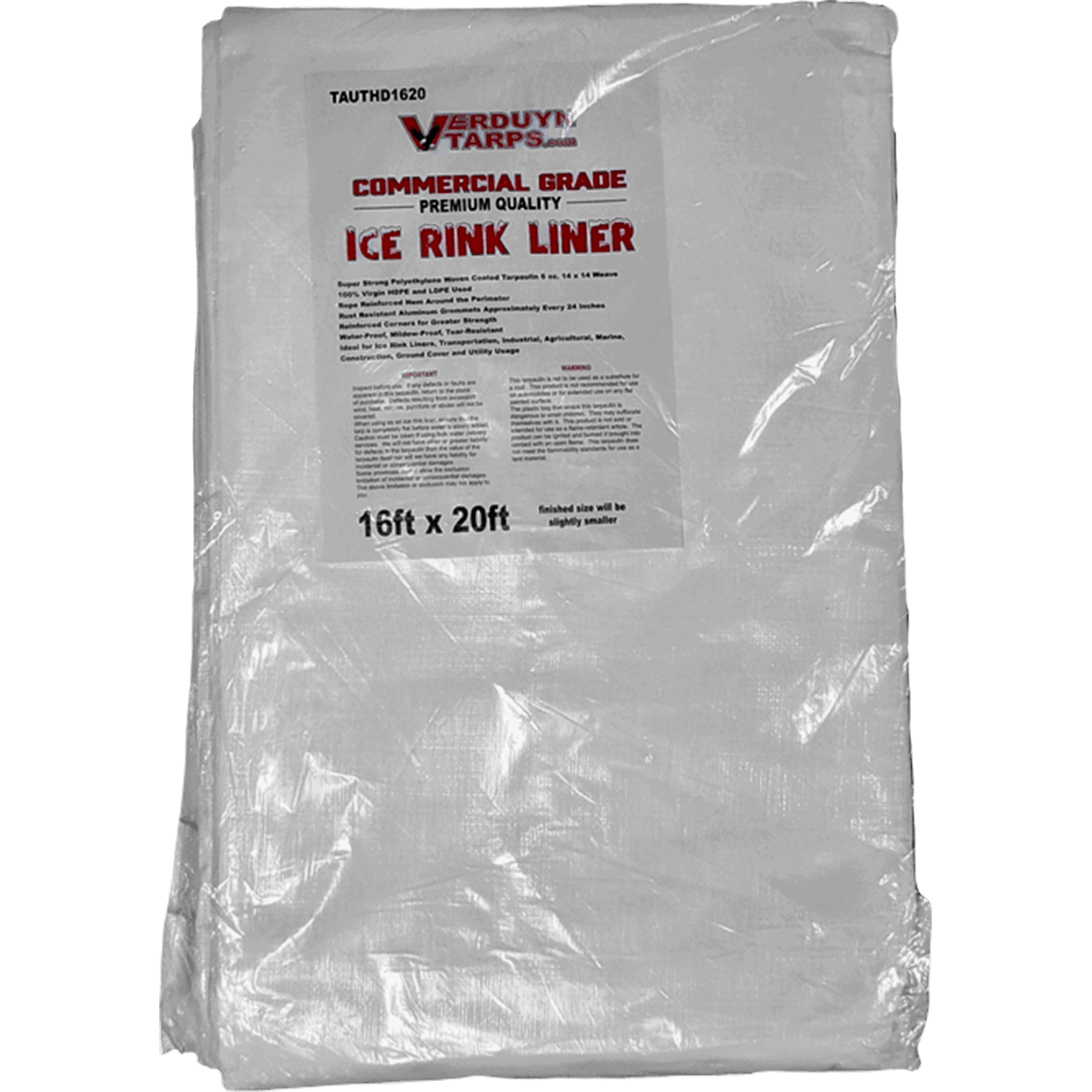 16' x 20' Heavy Duty Utility / Ice Rink Tarp - White (6 oz.) - Verduyn ...