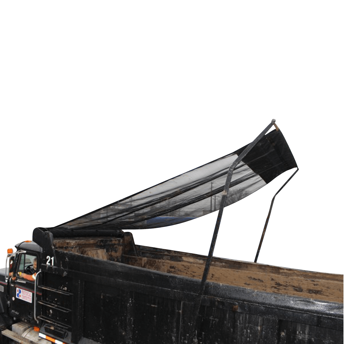 84" X 22' Seatbelt Reinforced Swing Arm Dump Tarp with Pocket End ...