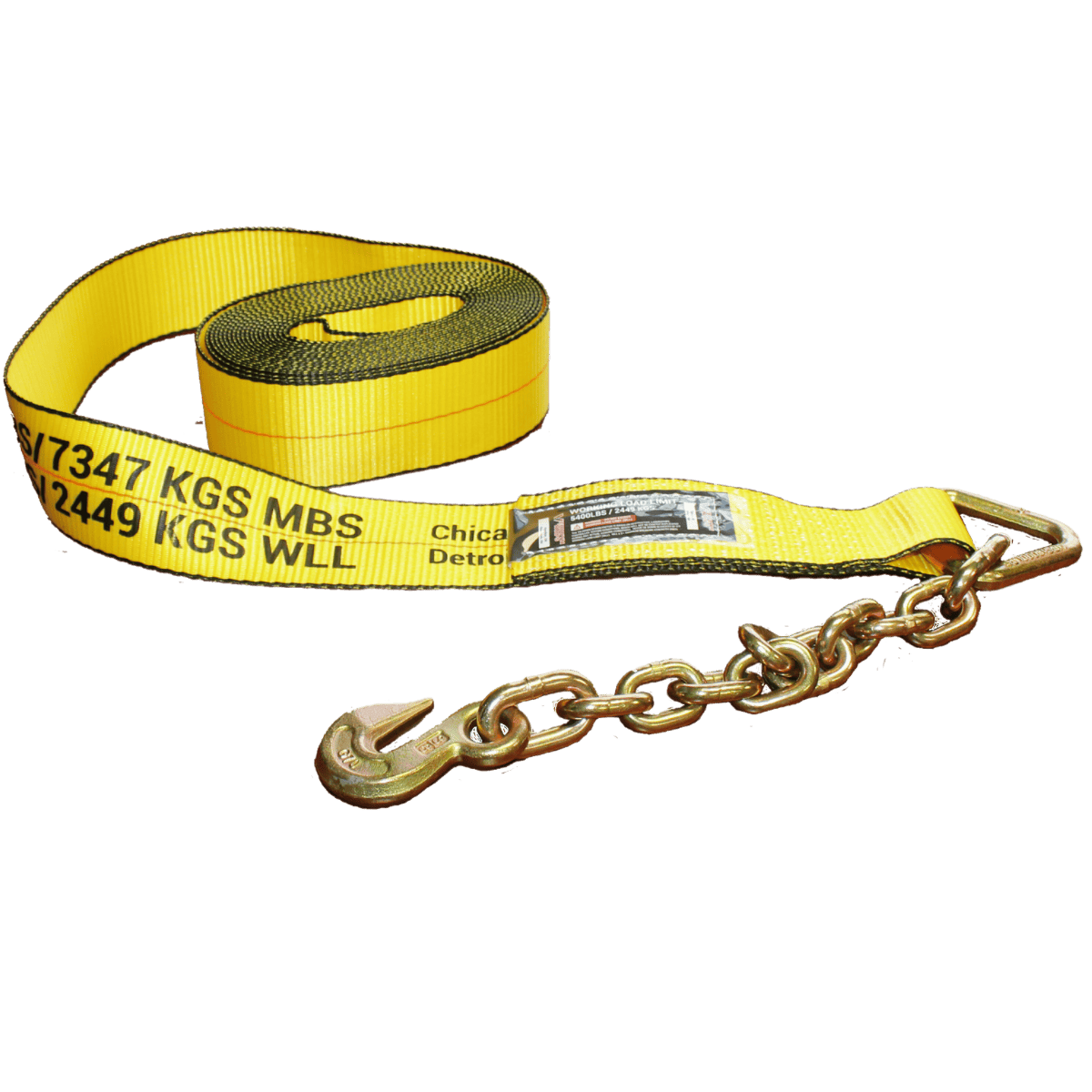 3 x 30' Standard Duty Strap With Chain End - Yellow - Verduyn Tarps ...